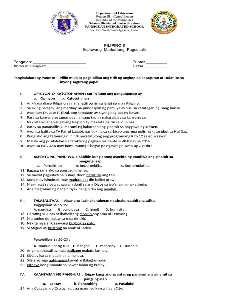 Filipino 8 | PDF