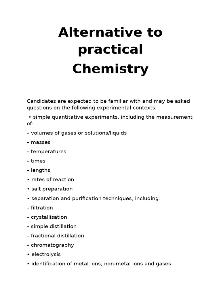 Alternative to Practical Chemistry Guide | PDF
