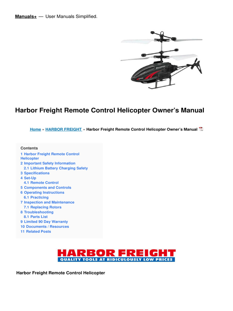 Harbor Freight RC Helicopter Manual | PDF | Battery Charger ...