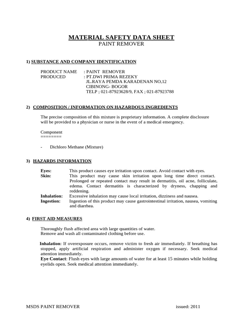 SDS PAINT REMOVER | PDF | Water | Carbon Dioxide