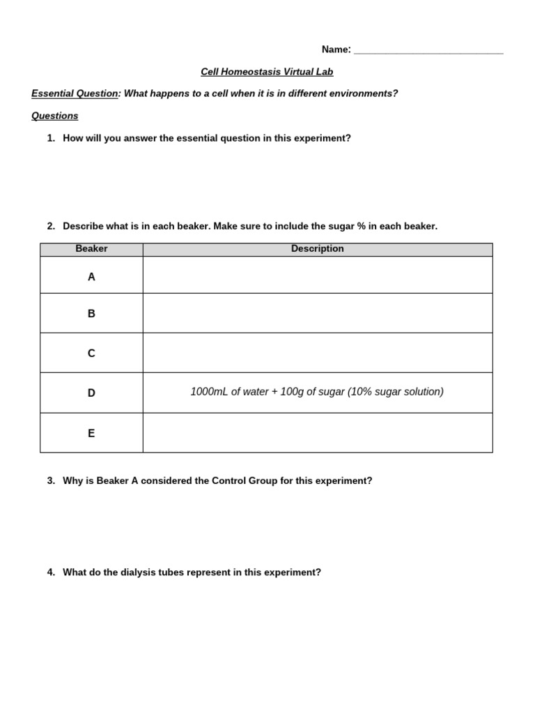 Cell Homeostasis Virtual Lab | PDF Cell Homeostasis Virtual Lab | PDF