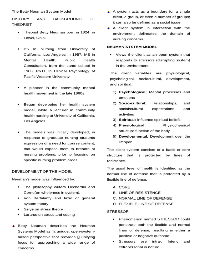 The Betty Neuman System Model | PDF | Stress (Biology) | Nursing