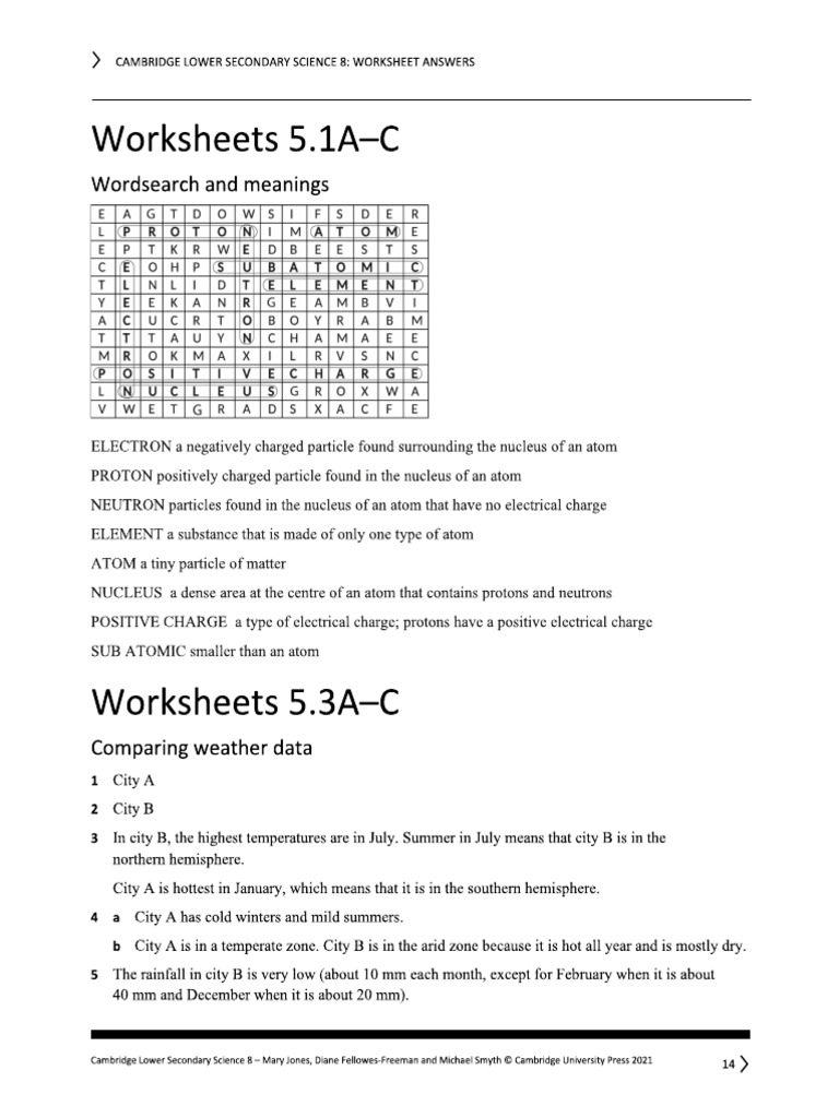 Answers of Unit 5 worksheets | PDF