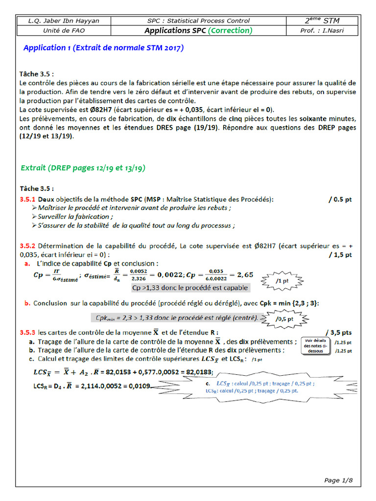 Applications SPC Correction | PDF