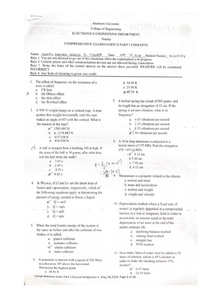 SEMESTRAL Compre Exam PT 2 (Master's) | PDF