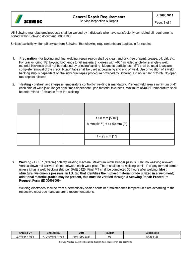 30007011-02 General Repair Requirements | PDF | Welding | Construction