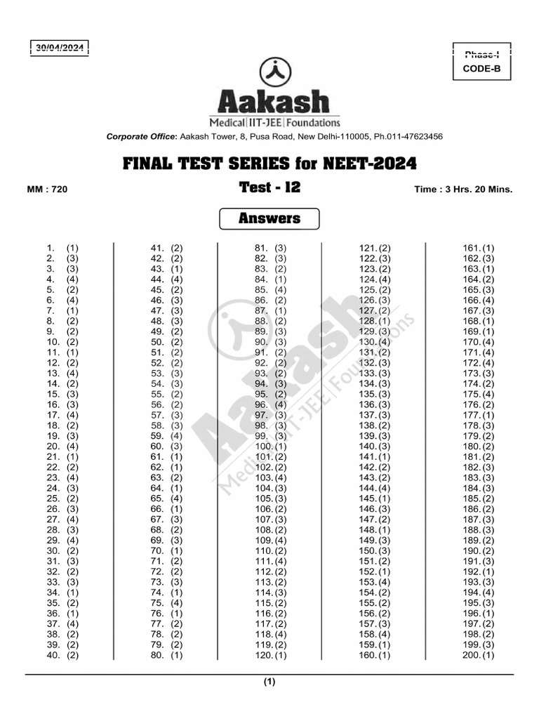 FTS 12 (B) (P1) - 30 04 2024 - Sol | PDF