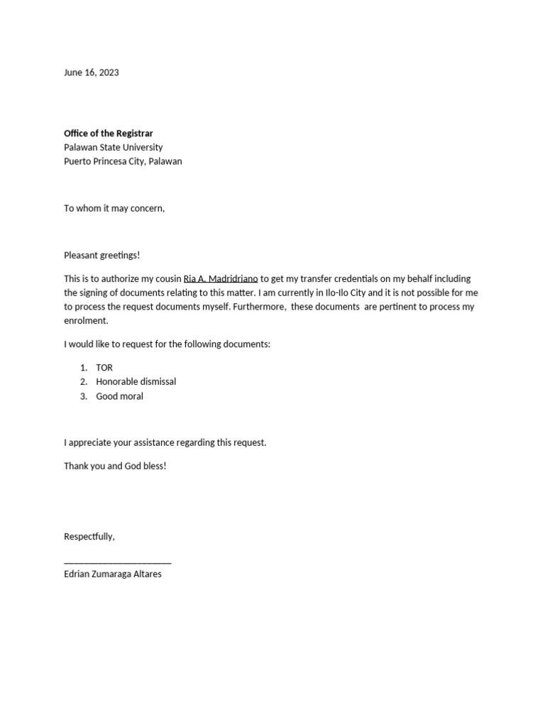 Edrian Authorization | PDF