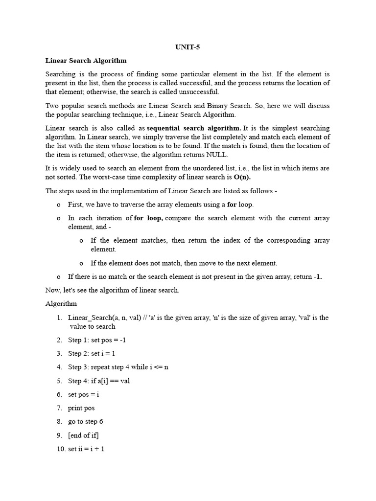 Unit 5 Notes Data Structuresdocx Pdf Time Complexity Computer Programming