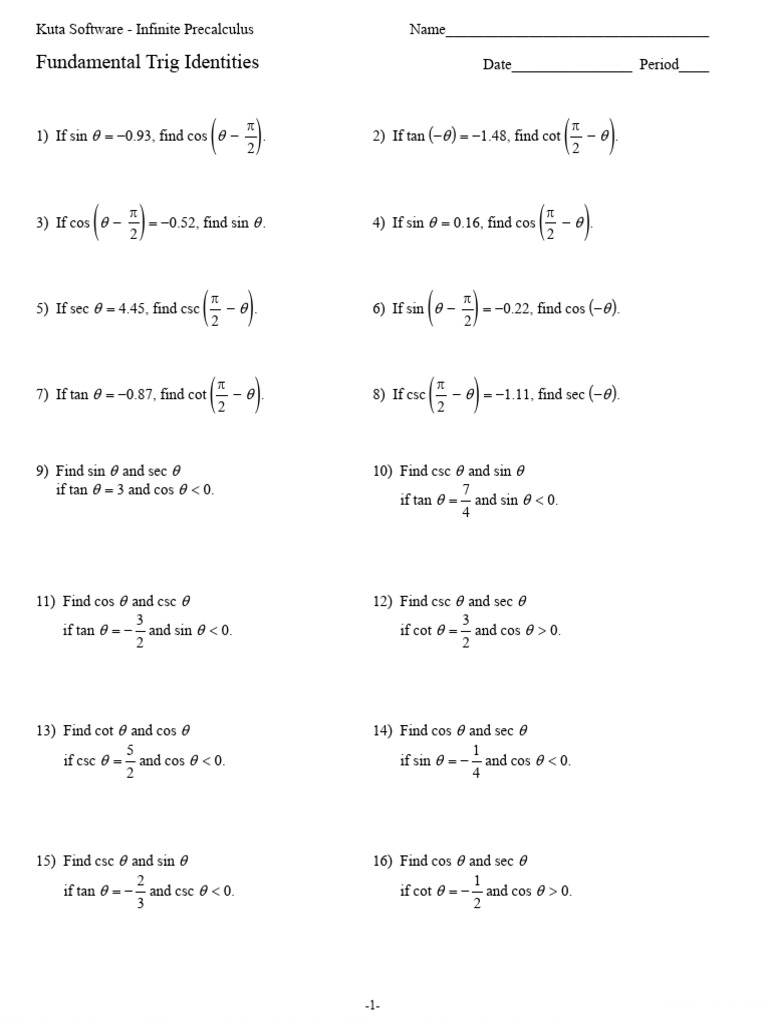 04 - Fundamental Trig Identities | PDF | Combinatorics | Mathematical Relations
