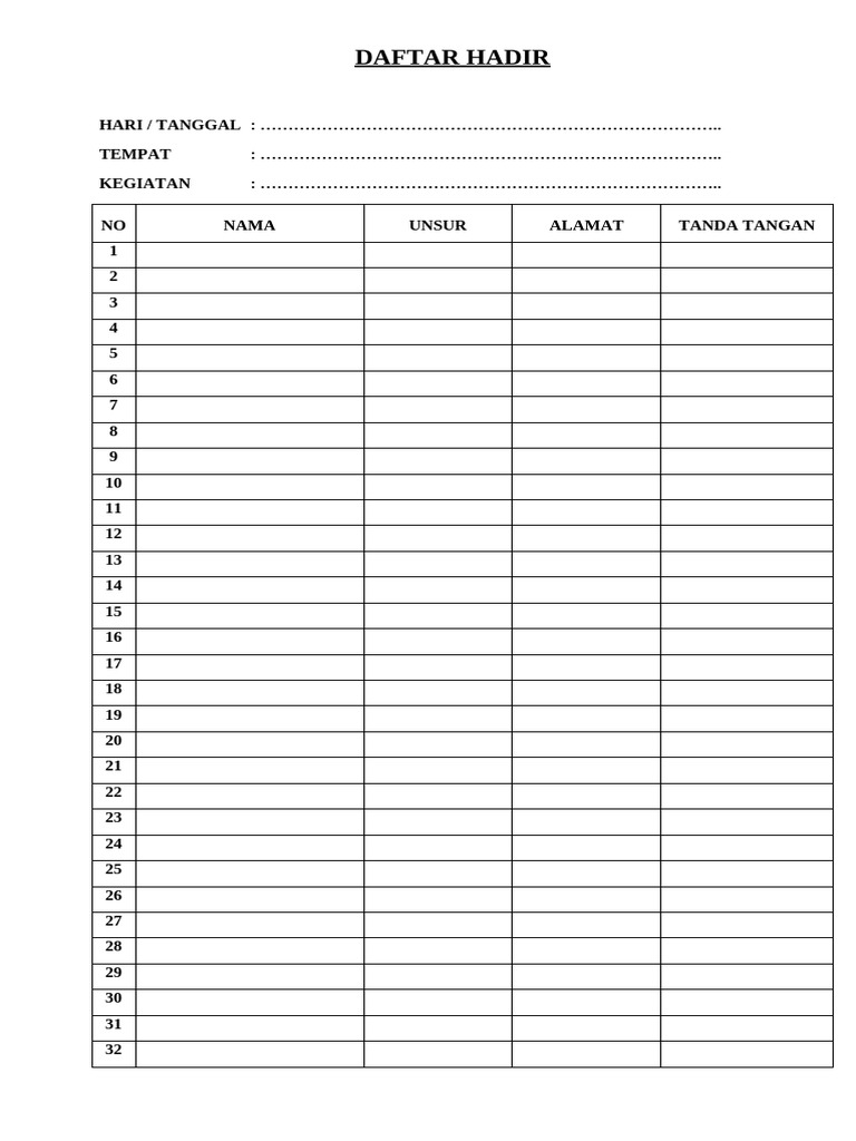 Daftar Hadir | PDF