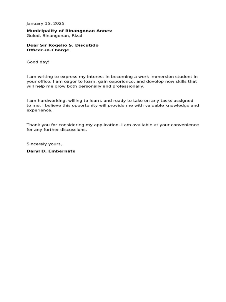 Job Application Letter | PDF