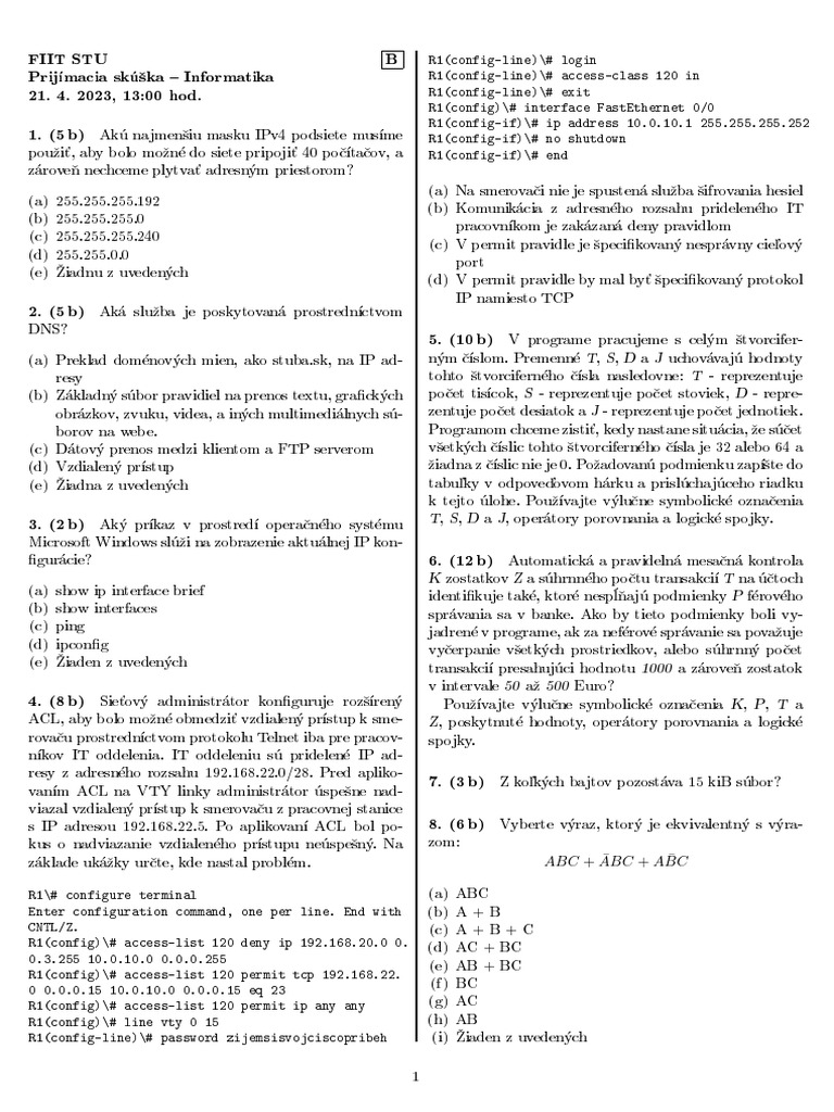 Prijmacia-Skuska Info2b 20230421 | PDF