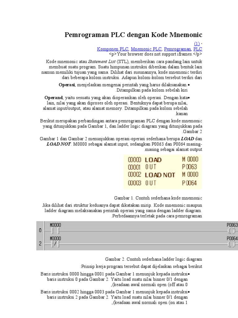 Pemrograman PLC Dengan Kode Mnemonic | PDF