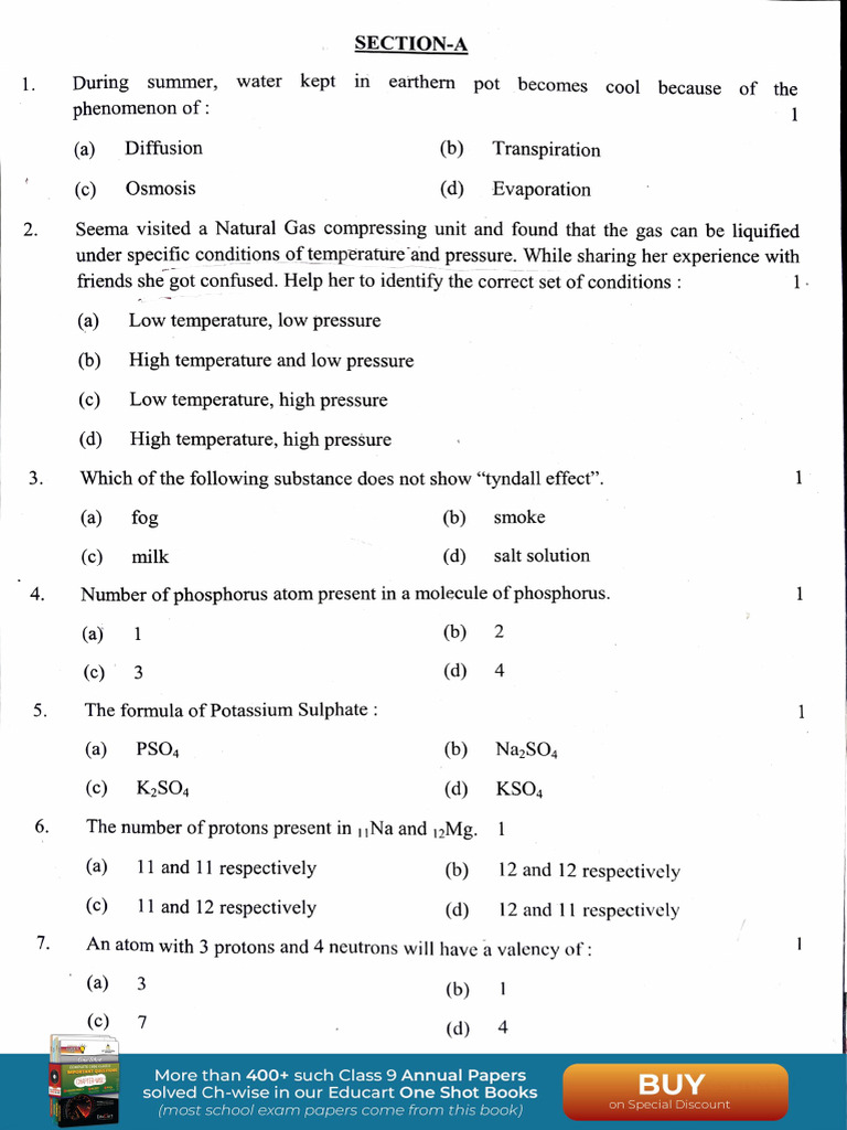 Government Girl Senior Secondary School Paper 22 | PDF | Force | Cell ...