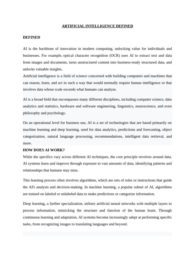 Artificial Intelligence Defined | PDF