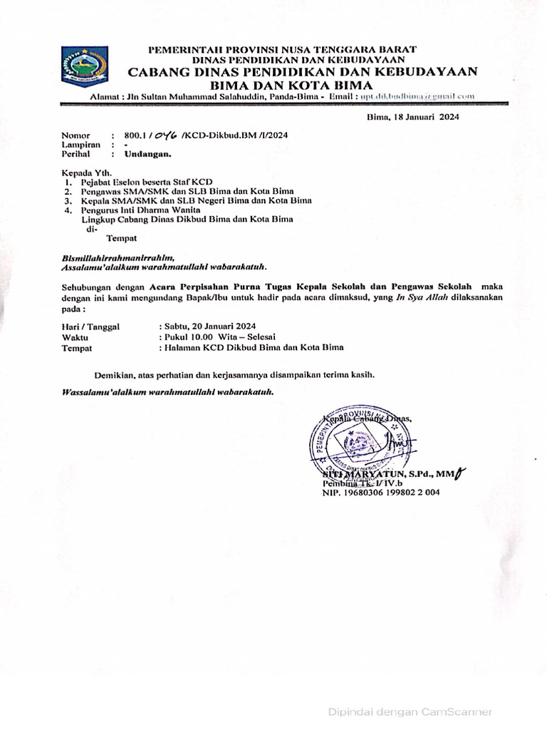 Undangan Acara Purna Tugas | PDF