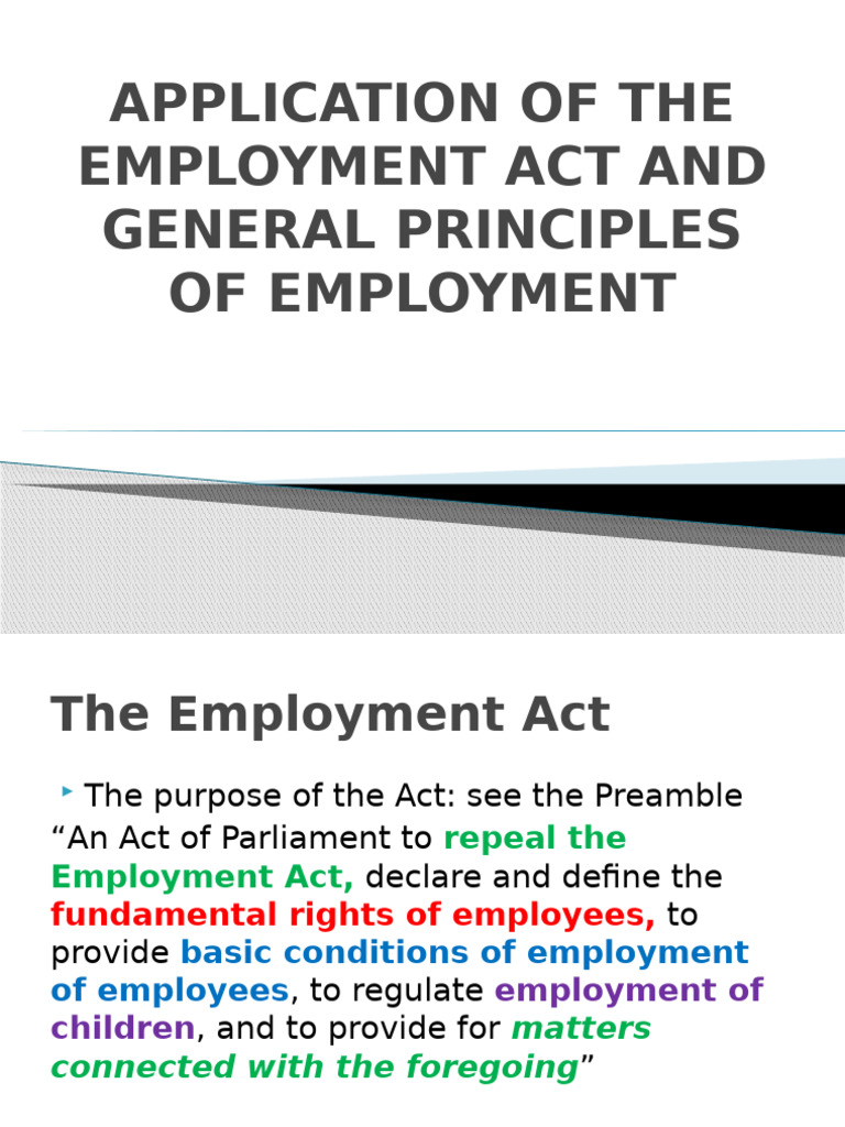 Employment Act: Rights & Principles Overview | PDF | Human Trafficking ...