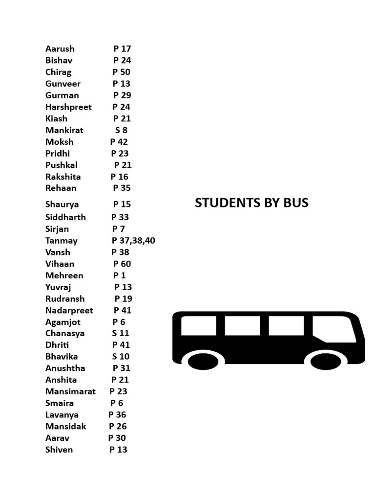 Student Bus Assignments List | PDF