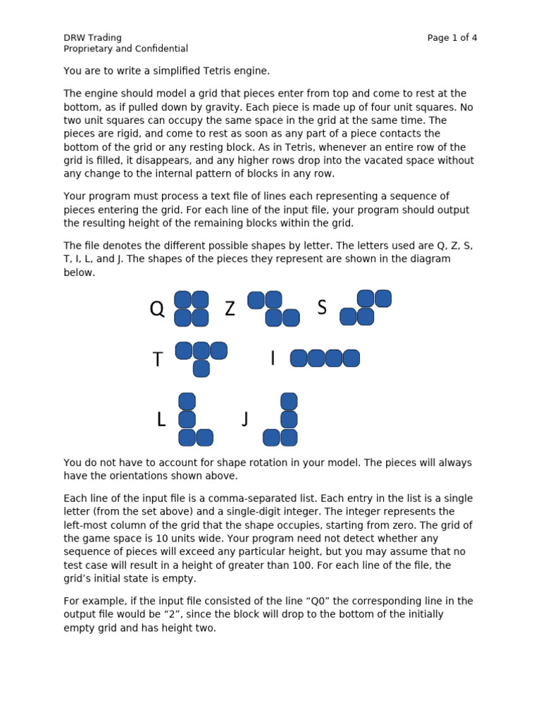Tetris Programming Exercise | PDF