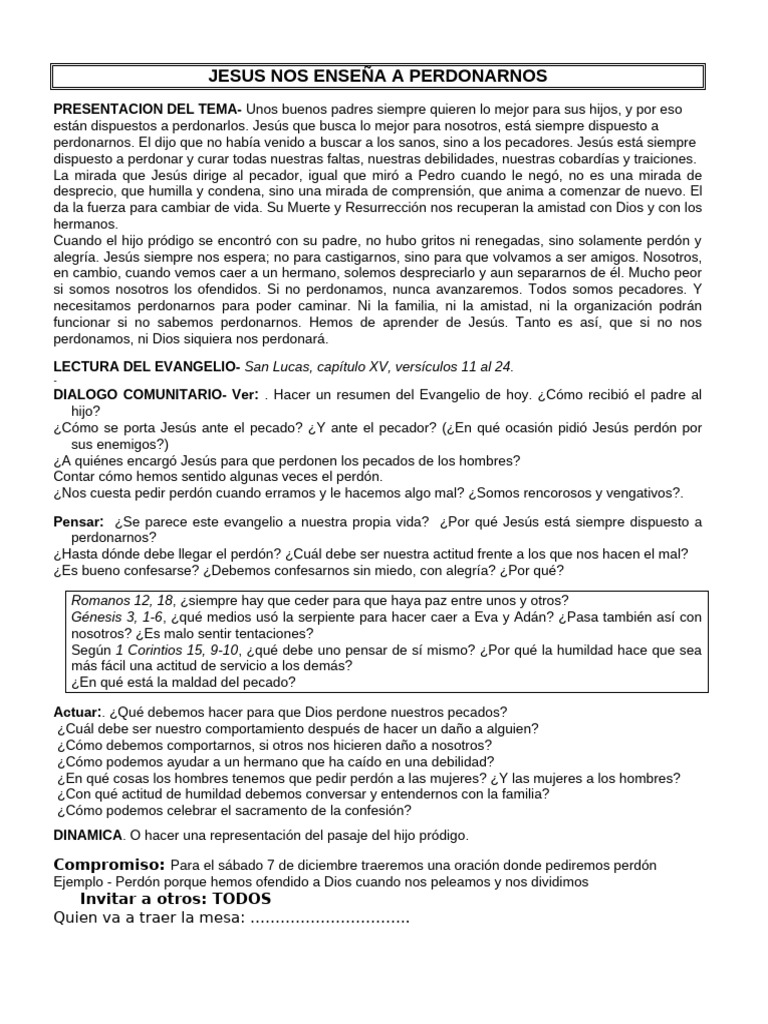 Jesus Nos Enseña A Perdonarnos | PDF | Perdón | Jesús