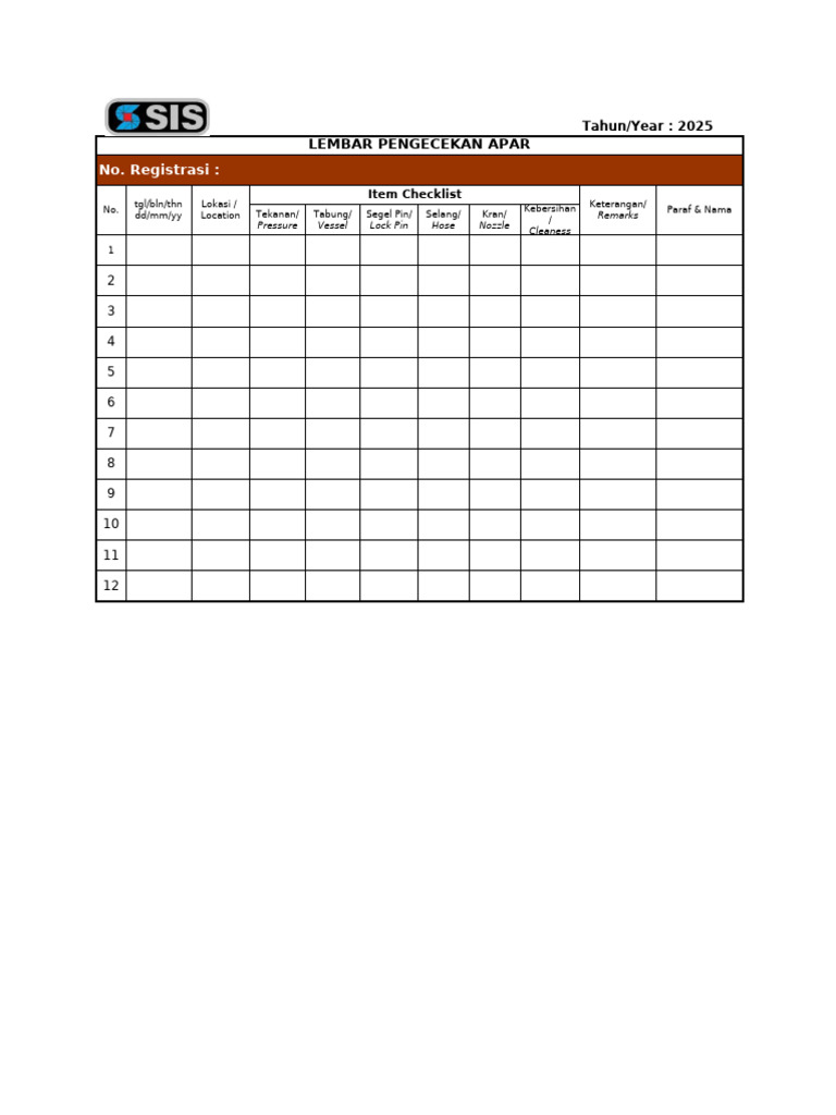 Form Inspeksi APAR | PDF