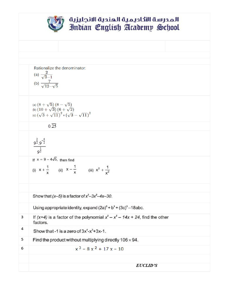_9_MATHS_REVISION_-_FINAL_EXAM | PDF | Circle | Sphere