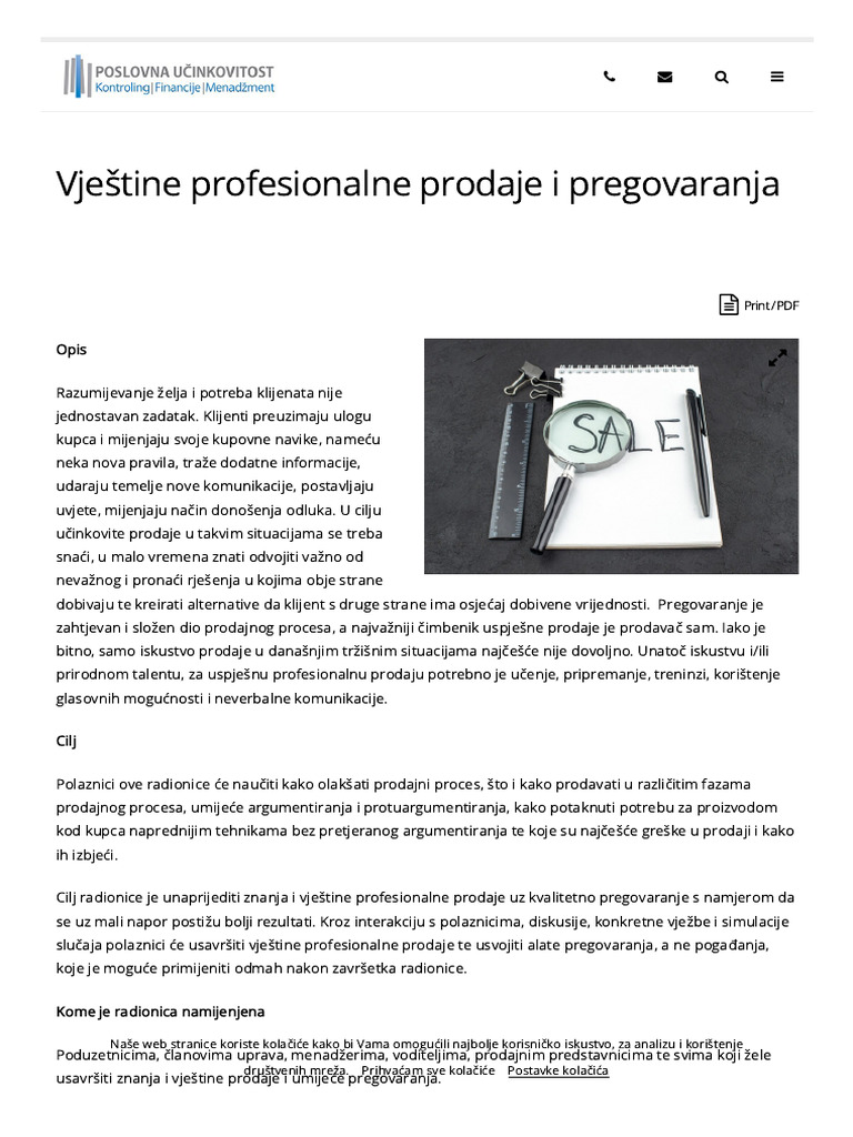 Vještine Profesionalne Prodaje I Pregovaranja - Poslovna Učinkovitost | PDF
