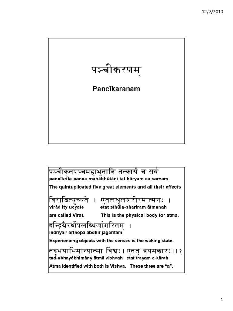 Panchikaranam and Atma Concepts | PDF | Hindu Philosophical Concepts ...