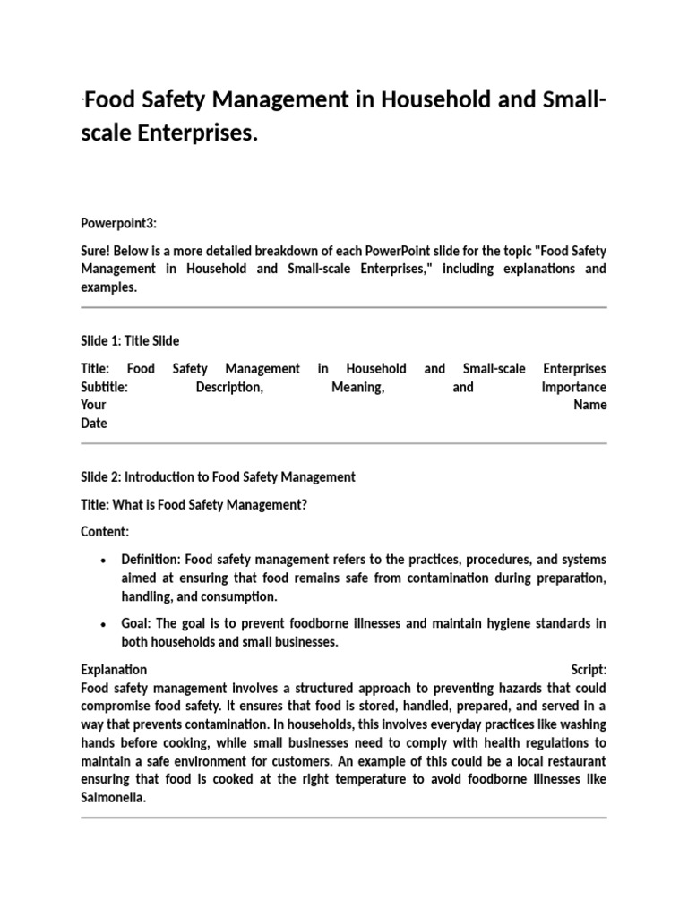 Revisedfood Safety Management in Household and Small | PDF | Food ...