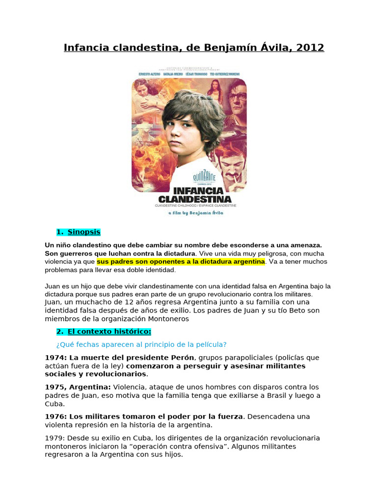 Infancia Clandestina | PDF | Guerra de guerrillas | Che Guevara