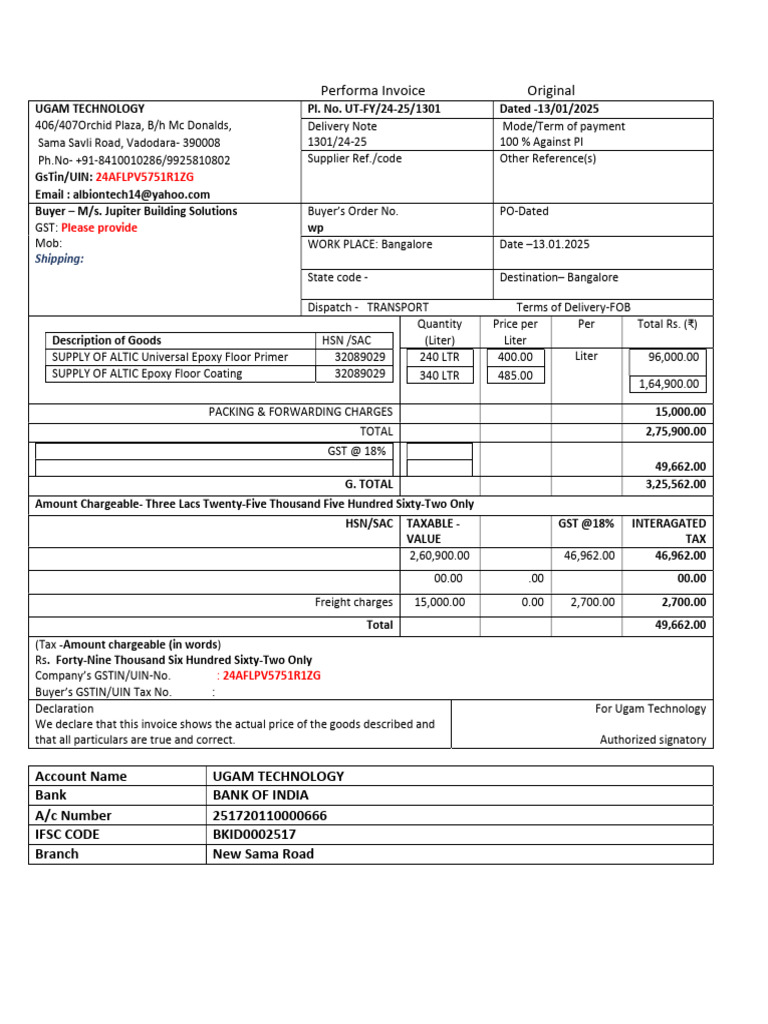Performa Invoice for Ugam Technology | PDF | Taxation | Government Finances