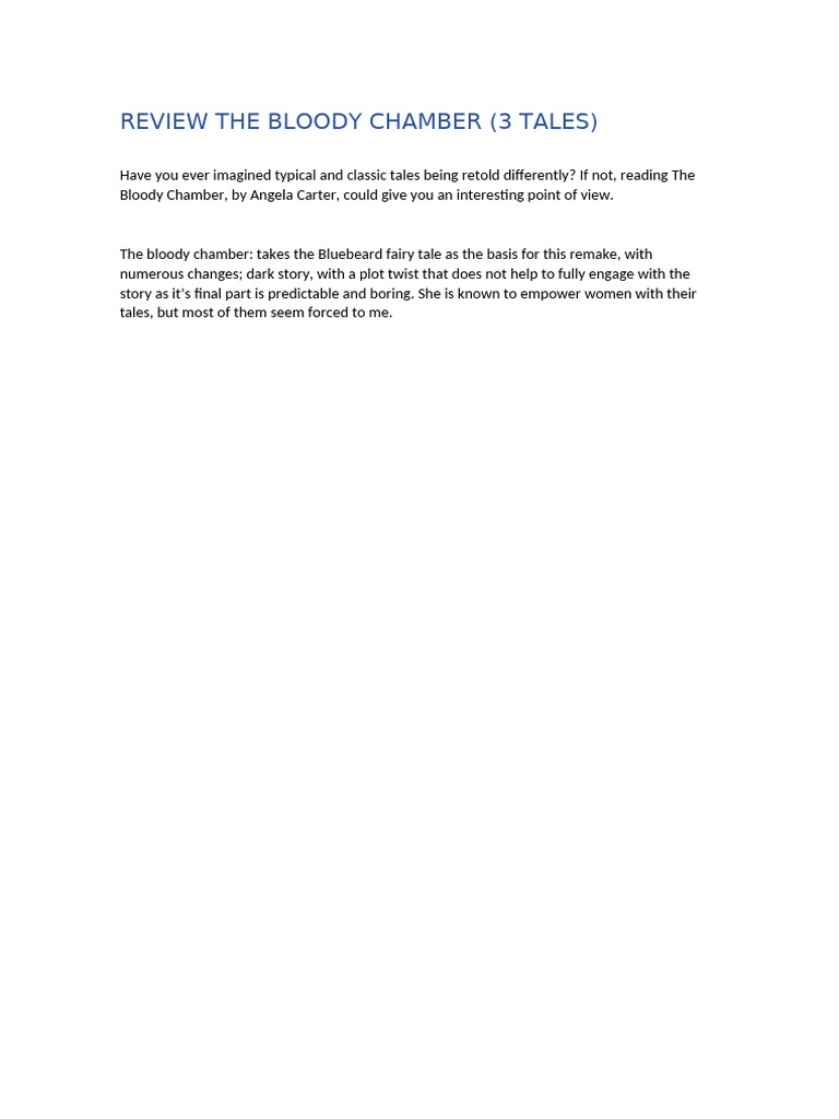 Review The Bloody Chamber Writing | PDF