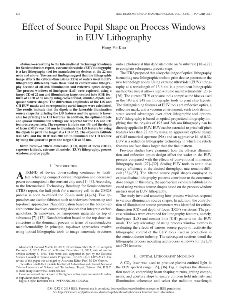 effect of source pupil cshape on process windows in EUV lithography ...