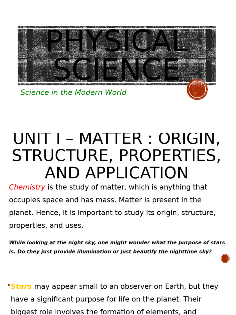 Chapter 1 Physical Science | PDF | Big Bang | Chemical Elements