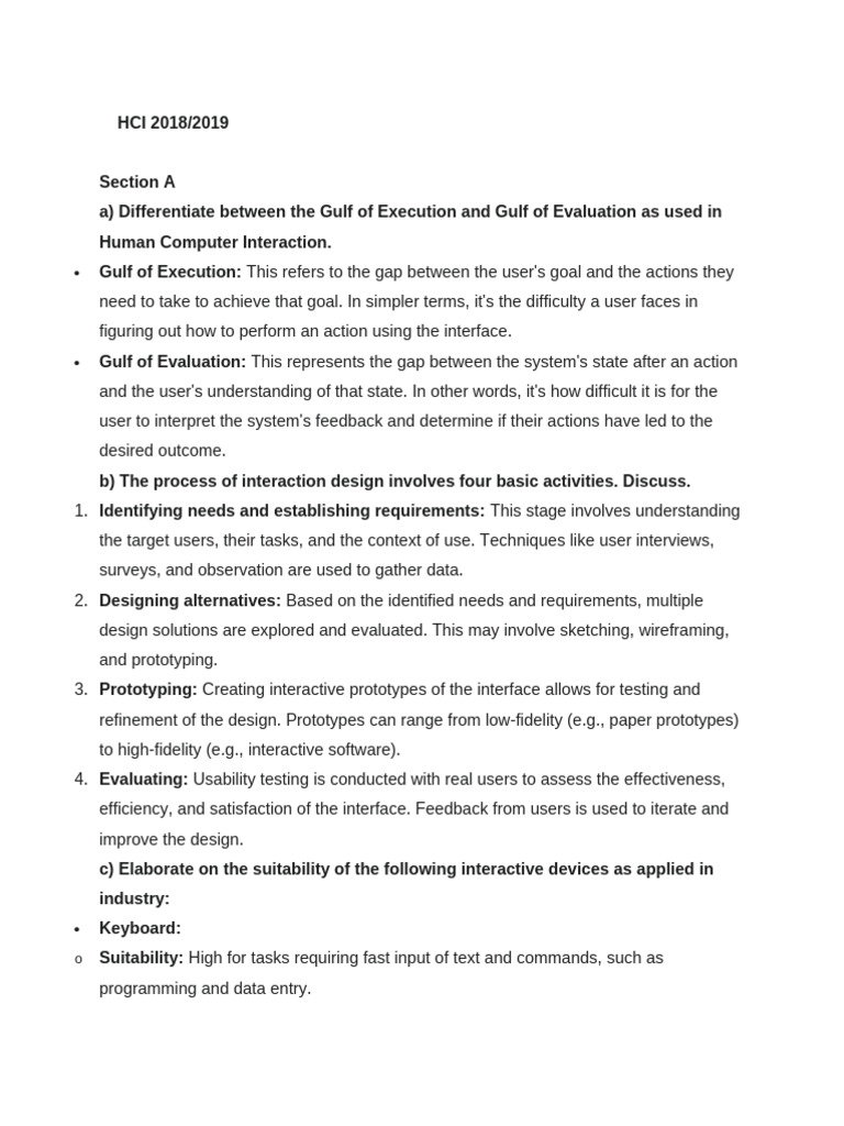 HCI 2018 2019 | PDF | Usability | Human–Computer Interaction