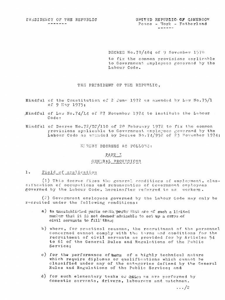 Decret #78-484-1978 Vcommon Instruction Agent Labor Code | PDF