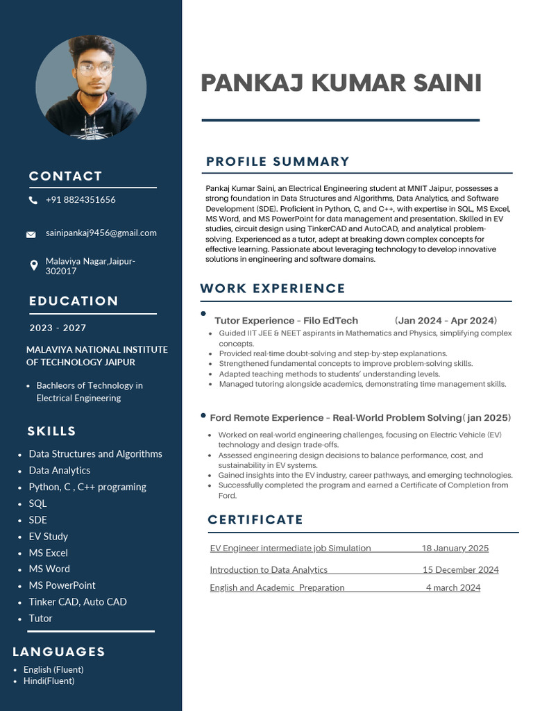 Blue Simple Professional CV Resume | PDF | Engineering | Computing