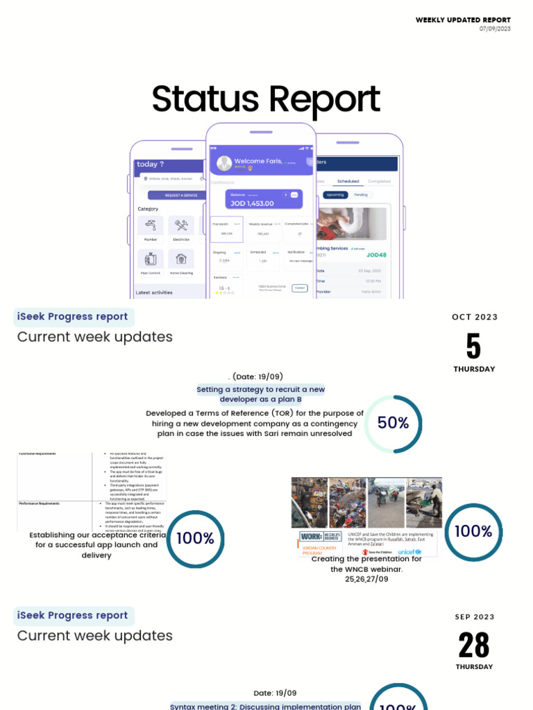ISEEK Status Report 05 Oct 23 | PDF | Marketing | Advertising