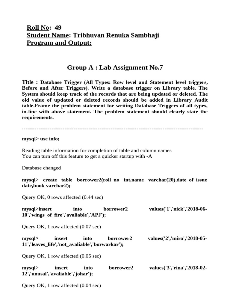 Practical No.7 - Copy | PDF | Computing | Databases