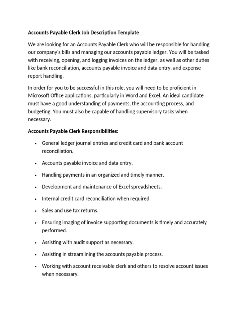 Accounts Payable Clerk Job Overview | PDF