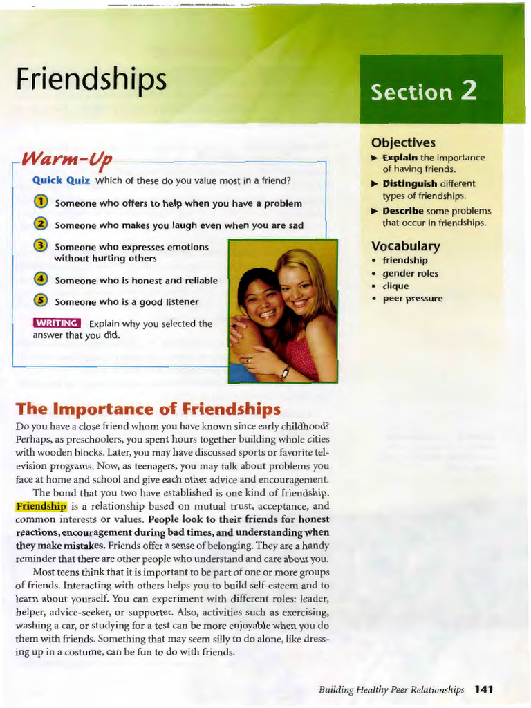 Reading - Friendship | PDF | Friendship | Adolescence