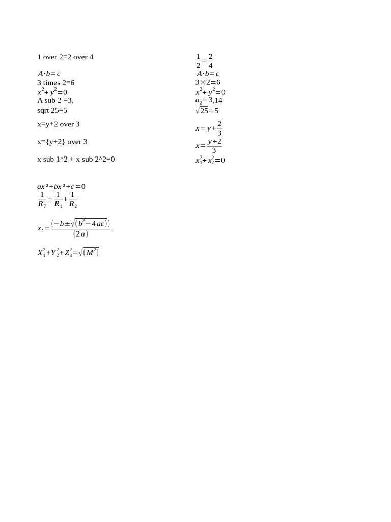 Math Equations for Students | PDF