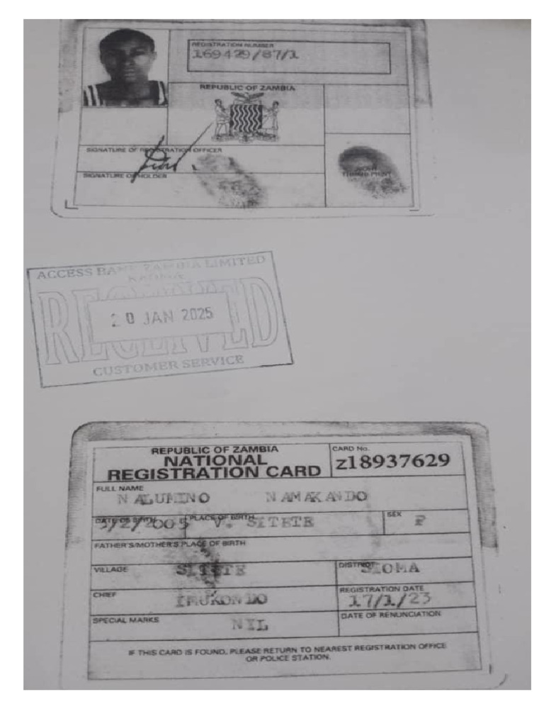 Nalumino Namakando NRC | PDF