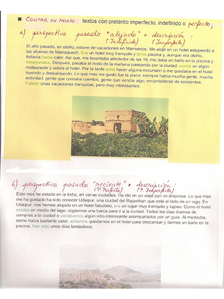 Contar en Pasado - Perspectiva Pasado Cercano, Alejado | PDF