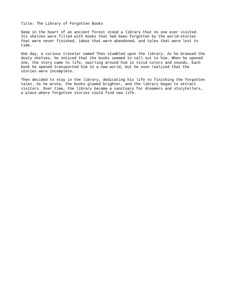 Title The Library of Forgotten Book | PDF