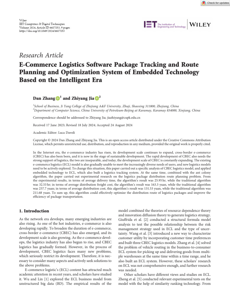 IET Computers Digital Techniques - 2024 - Zhang - E‐Commerce Logistics ...