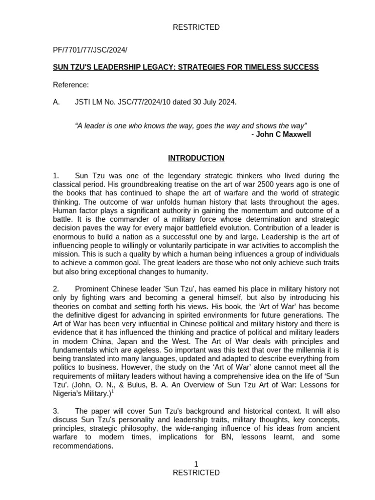 Sun Tzu. 7701 GP 1 (27 Aug) | PDF | The Art Of War | Sun Tzu