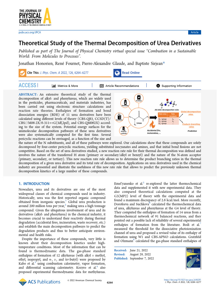 Honorien Et Al 2022 Theoretical Study of The Thermal Decomposition of ...