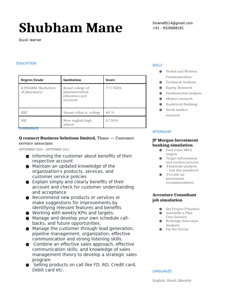 CV shubham | PDF | Learning | Business